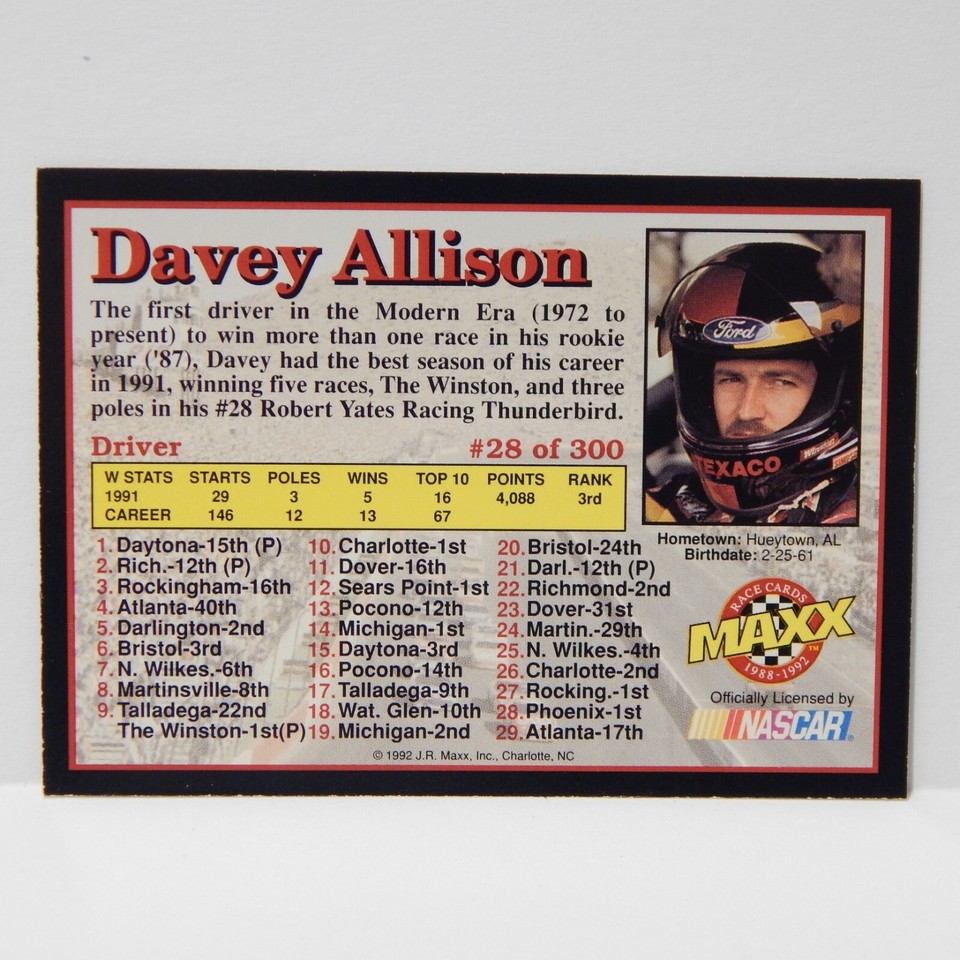 NASCAR Davey Allison Card 28 of 300 | eBay