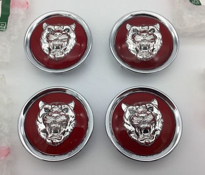 GENUINE JAGUAR ALLOY WHEEL CENTRE CAP BADGES NEW RUBY & SILVER ...
