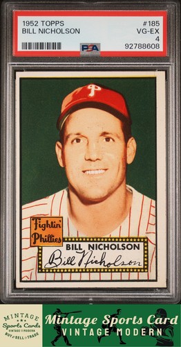 1952 Topps - Bill Nicholson - #185 Philadelphia Phillies PSA 4 | eBay