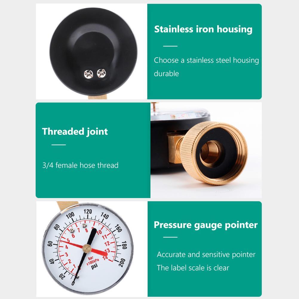 Air Pressure Meter 0-14 Bar Dual Scale Manometer for Air/Oil /Gas ...