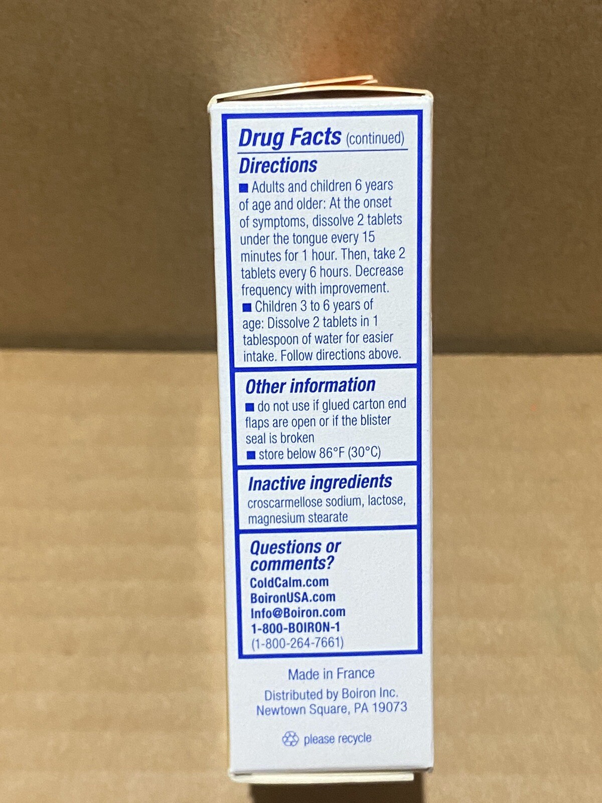 BOIRON ColdCalm Homeopathic Medicine 60 Meltaway Tablets. New. Exp 10/ ...