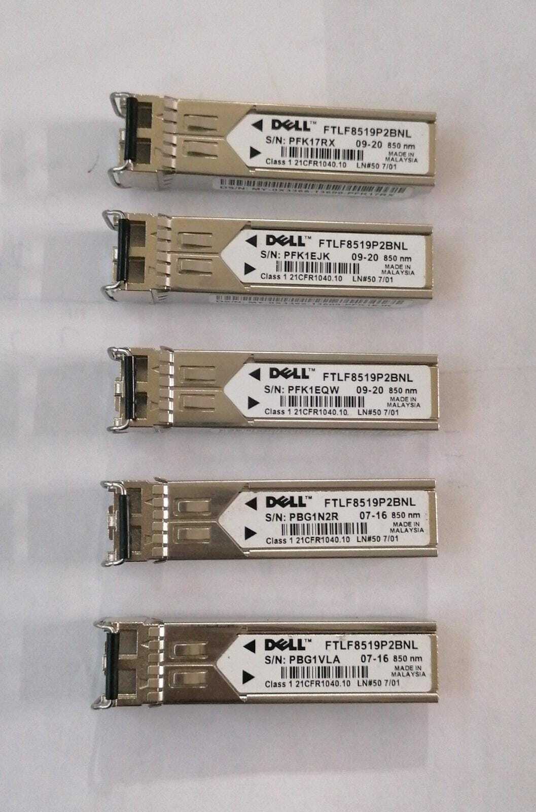 Lot of 5 DELL GP-SFP2-1S X3366 1000base-SX FTLF8519P2BNL SFP GBIC ...