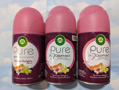 LOT (3) AIR WICK PURE AUTOMATIC SPRAY REFILLS SUMMER DELIGHTS 5.89 OZ ...
