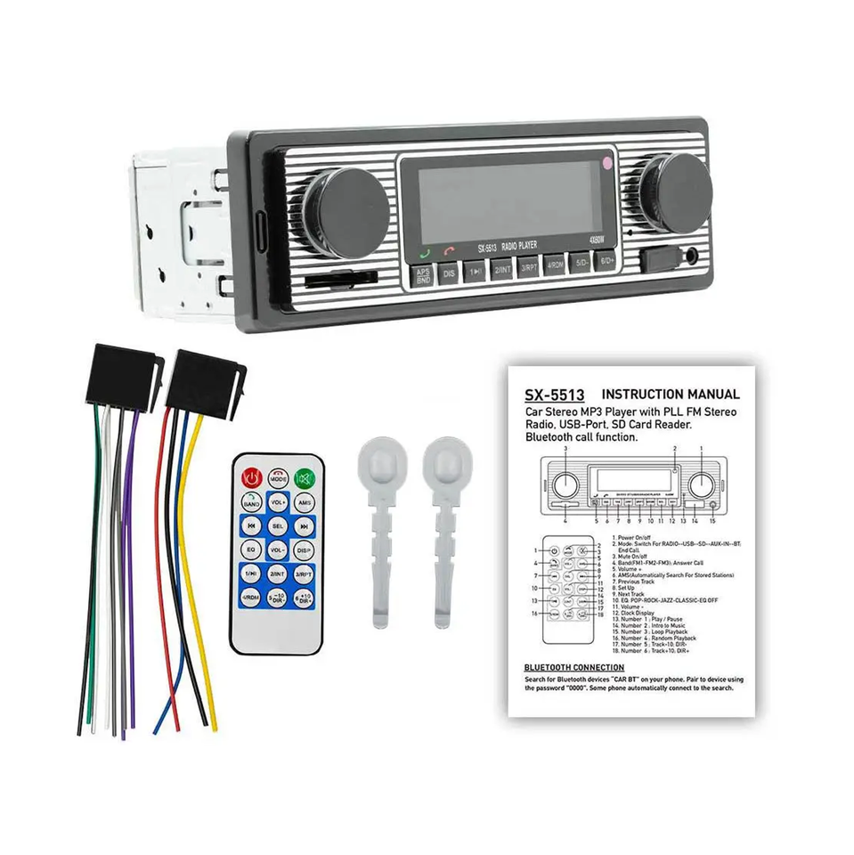 Retro Vintage Style Car Bluetooth Radio / Head Unit - Stereo - MP3 USB ...