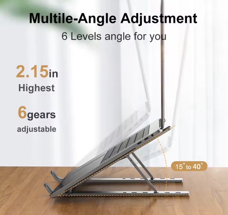 White Laptop Stand with 6-angle Adjustment Height Adjustable (silver ...
