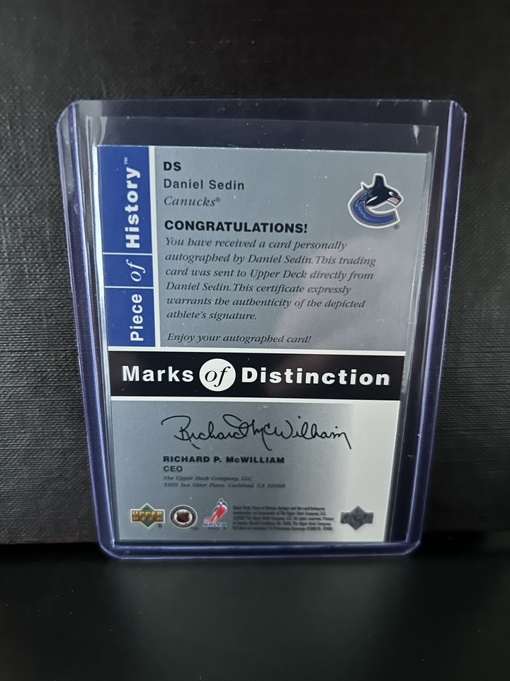 2002-03 Daniel Sedin on card Autograph Upper Deck - Marks of ...