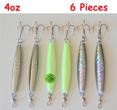 6 Pieces 4oz Diamond Jigs Saltwater Fishing Lures With Treble hook ...