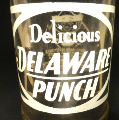 vintage ACL Soda Pop Bottle: lite pinkish glass DELAWARE PUNCH - 7 & 1/ ...