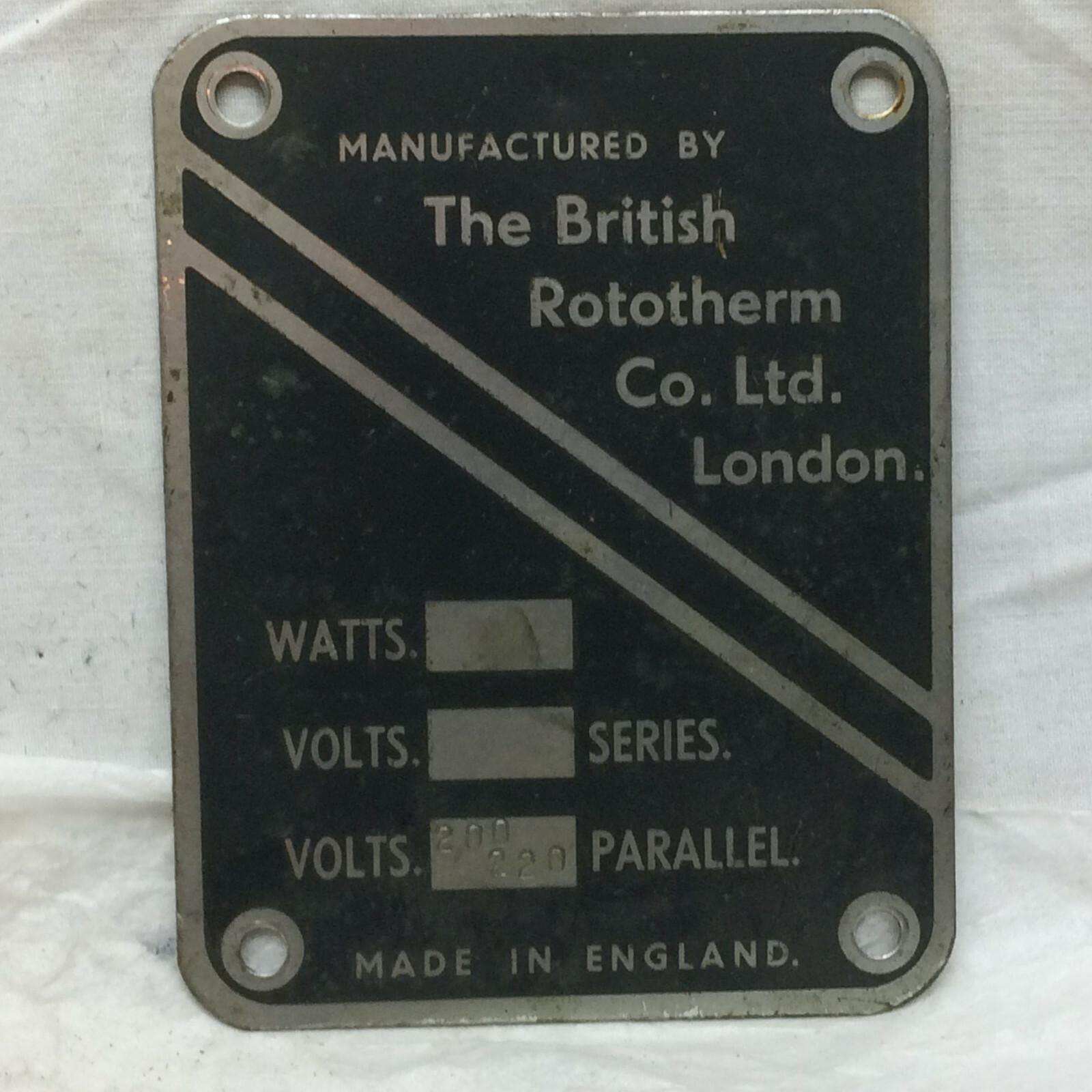 Vintage The British Rototherm Co. Ltd. London Marker Plate Metal | eBay