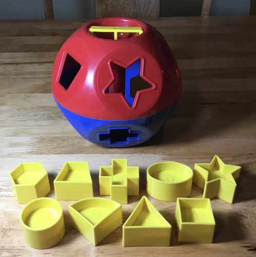 Vintage Tupperware Shape-O-Ball Shape Sorter Blue Red Toy 9 Shapes | eBay