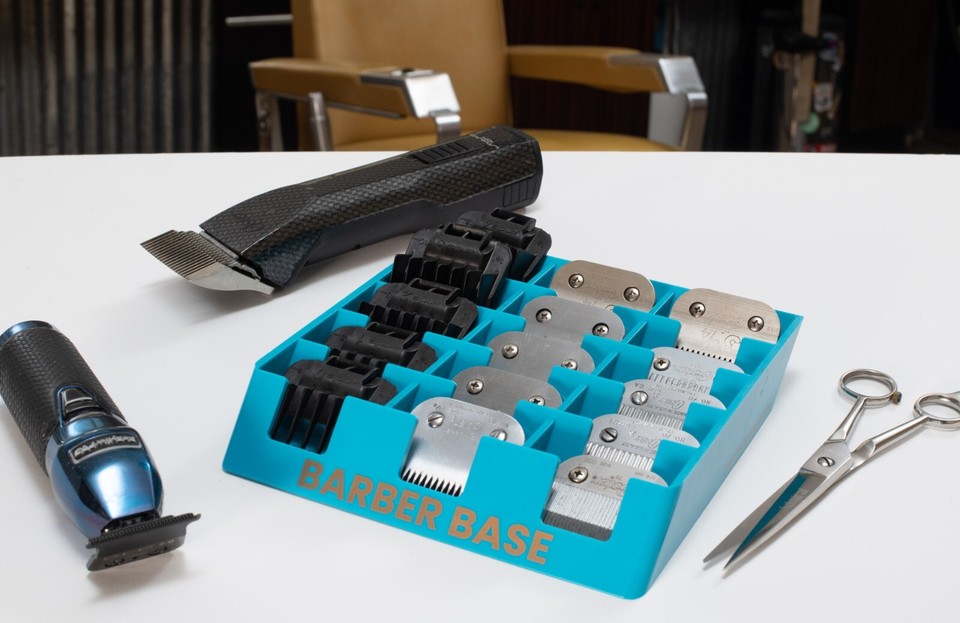 Barber Base - BLACK (HUGE 15 slot Clipper Blade Organizer with EZ ...
