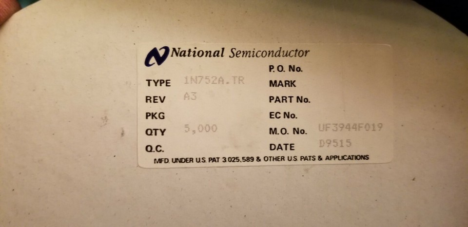 100pcs 1N752A.TR Zener Diodes 5.6V .5W - National Semiconductor **NEW ...