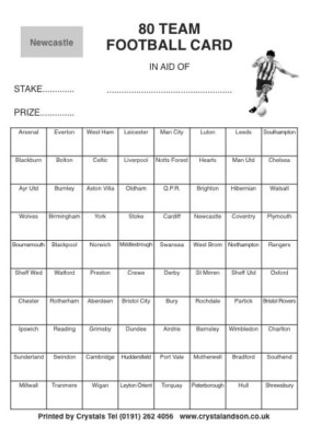 FOOTBALL SCRATCH CARDS 80 TEAMS PACK OF 10 FUNDRAISING SCRATCH CARDS ...