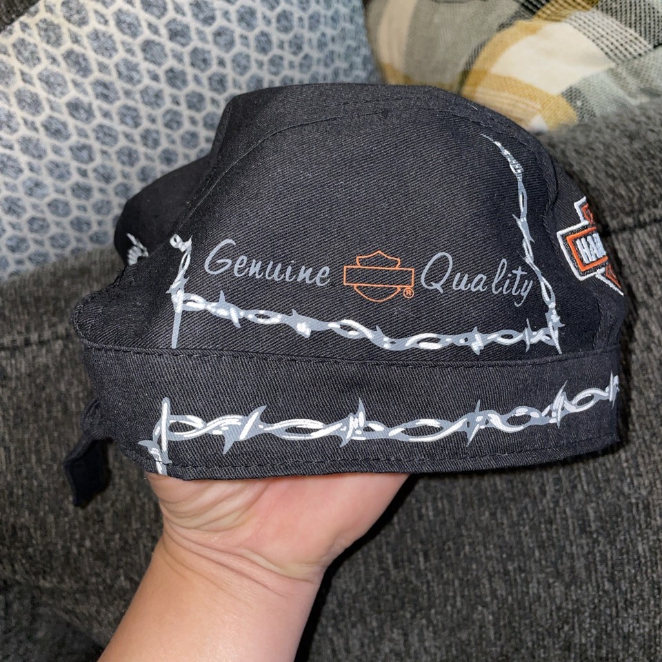 Harley Davidson Skull Cap Do Rag Bandana Hat Bar and Shield Barbed Wire ...