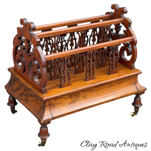 Antique Victorian rosewood Canterbury magazine rack rosewood & burled ...
