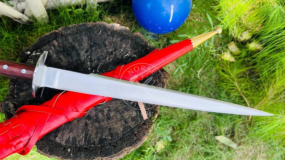 Hand-Forged 5160 Steel Short Sword 39.5cm Blade Rosewood Handle Cosplay ...