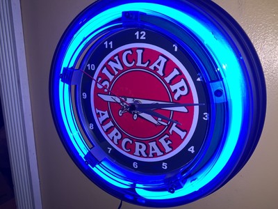 Sinclair Aircraft Oil Gas Station Mechanic Advertising Neon Wall Clock ...