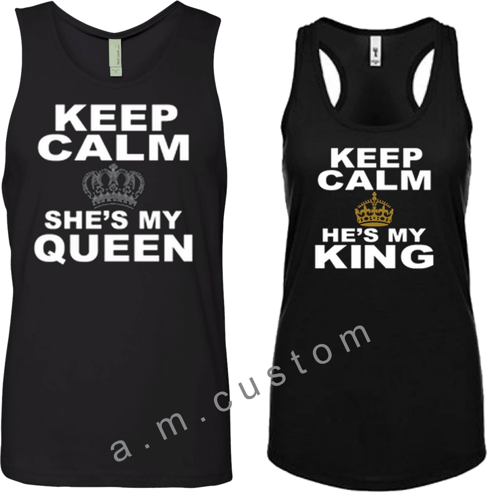 KEEP CALM KING & QUEEN TANK TOP Couple matching funny cute TANK NEXT ...
