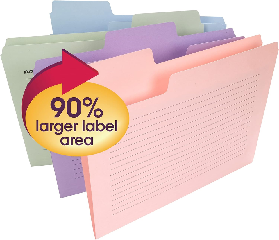 Supertab Oversized Tabs File Folder, 1/3-Cut, Letter Size, Assorted ...