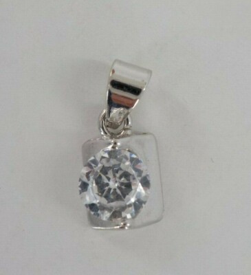 CHARM ONLY 18KGP ONE CLEAR STONE SET IN SILVER COLOR TRIANGULAR PRISM ...