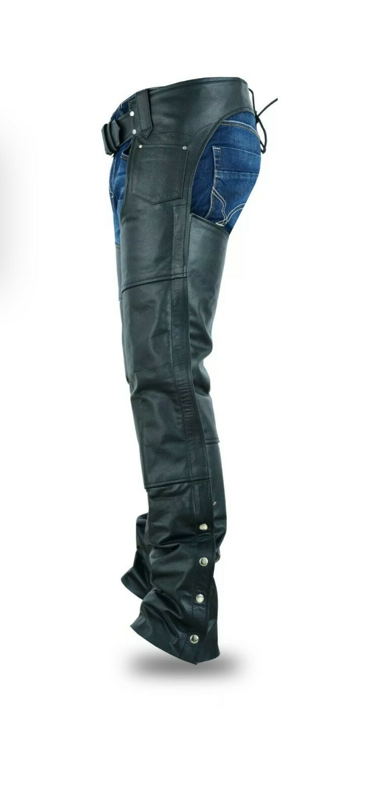 Unisex Black Cow Hide Genuine Leather Chaps Motorcycle Biker Leather ...
