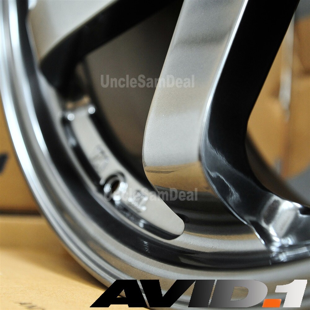 18" 18x9.5 5x114.3 +38 AVID.1 AV-06 HYPER BLACK 6 SPOKE SPORT WHEELS ...