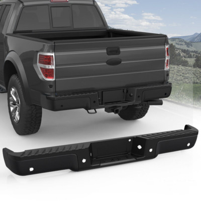 For 2009-2014 Ford F150 F-150 Black Rear Step Bumper With Sensor Holes ...