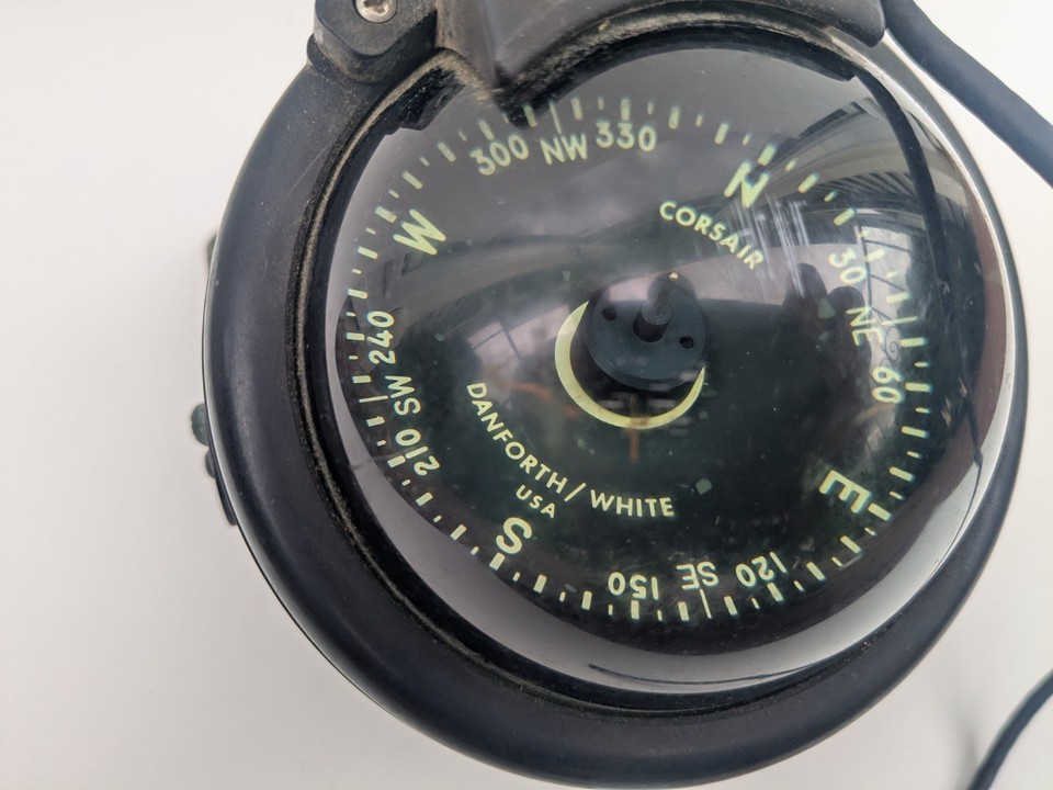 Vtg. Danforth Corsair Marine Boat Compass/Yellow Numbers/Excellent ...