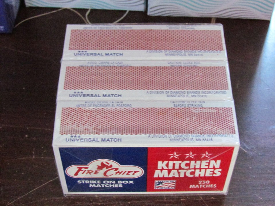 Lot Of 3 FIRE CHIEF KITCHEN SAFETY WOODEN MATCHES VINTAGE 250 Per Box ...