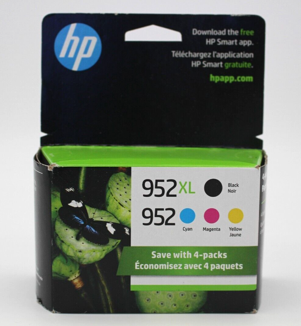 Genuine HP 952XL Black & 952 Color Ink Combo 4-Pack Sealed - EXP 08/ ...