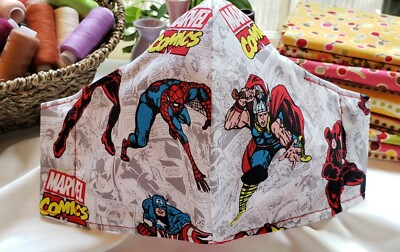 Marvel DC Comics Face Mask Adult / Kids Cotton Fabric Washable racbrez ...