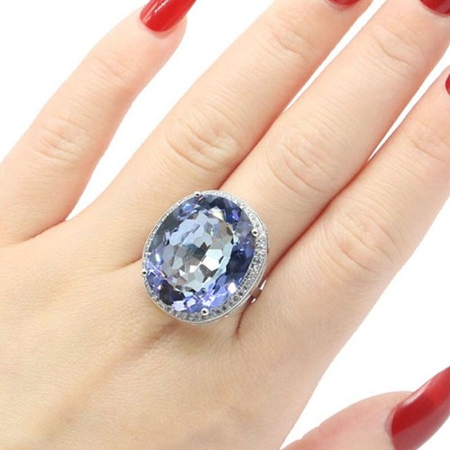 Buy 3 get 1 free Big Oval 22x18mm Fire Rainbow Violet Topaz CZ Silver ...