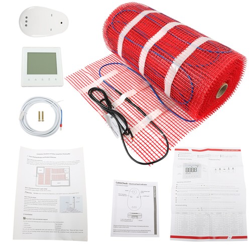 100 sqft Electric Radiant Floor Heating System Heat Mat with Thermostat ...