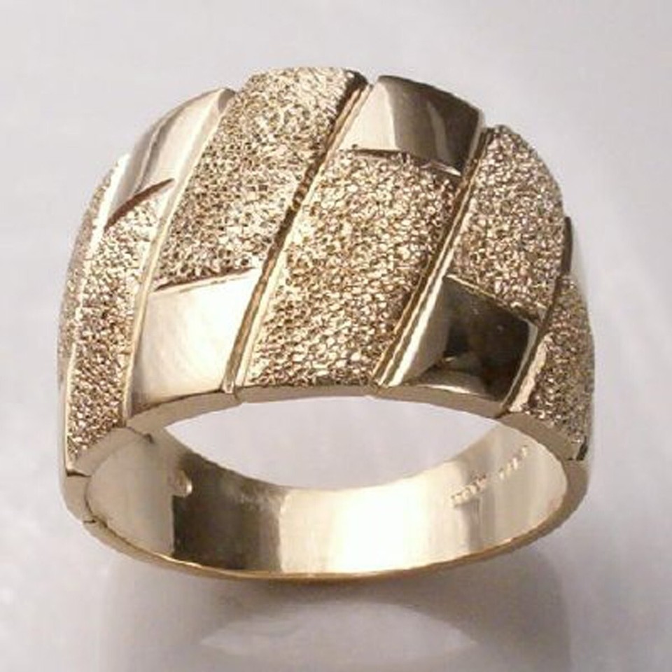Men's Ring 14k Solid Yellow Gold Fancy-cut Gold Ring 7 to 12 #R2187 | eBay