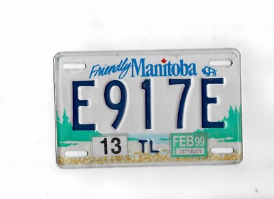 MANITOBA 1999 license plate "E917E" | eBay