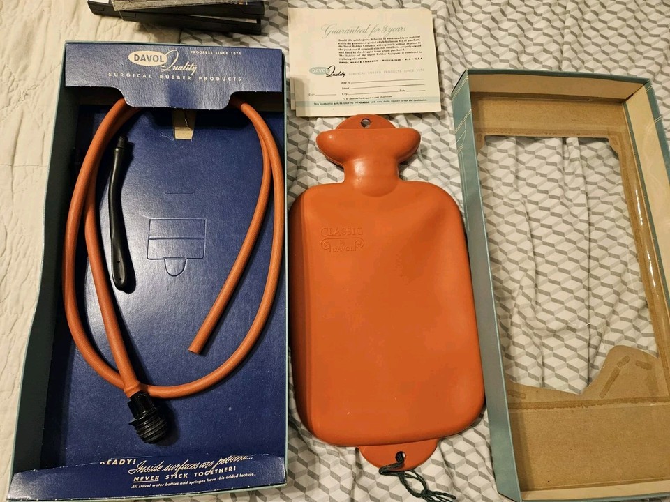 Vintage DAVOL Classic Syringe Enema Douche Hot Water Bottle in Box | eBay
