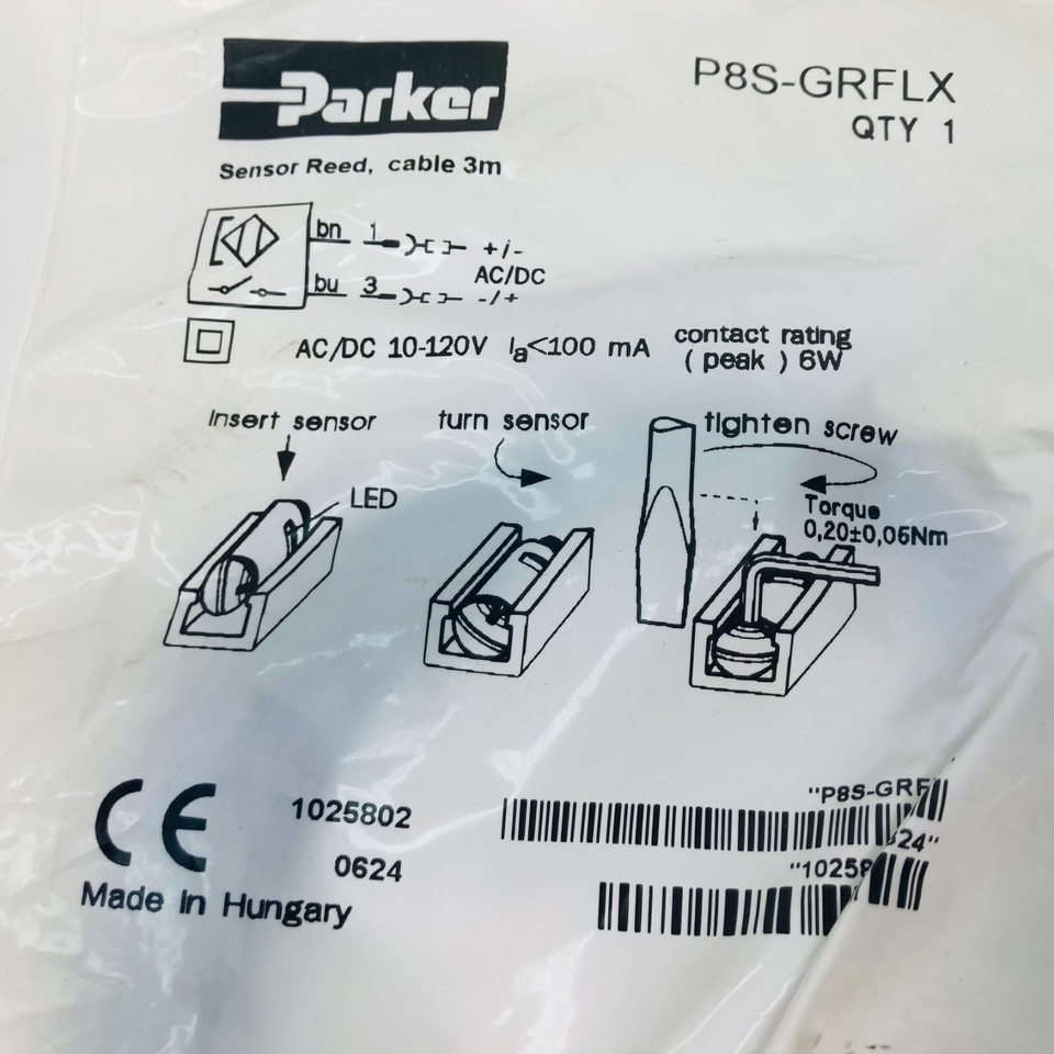 New Parker P8S-GRFLX Sensor Reed, 3m | eBay