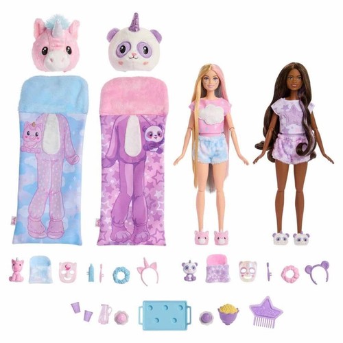 Barbie Cutie Reveal Set Cozy Sleepover Set with 2 Fashion Dolls ...