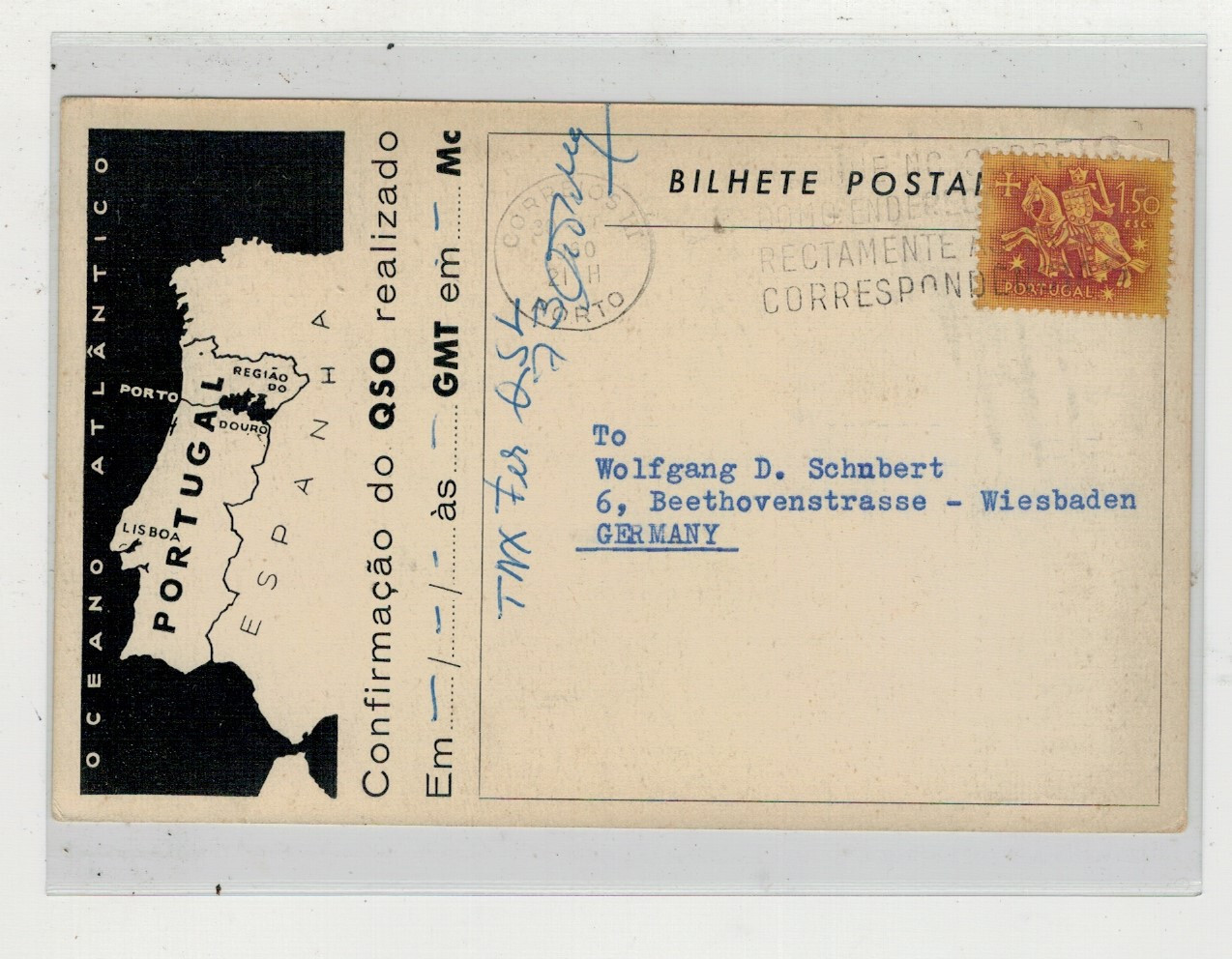 Vtg Ham Radio CB Amateur QSL QSO Card CT1IQ Portugal | eBay