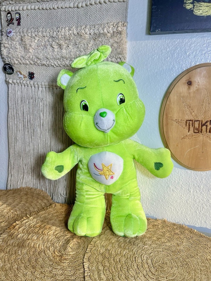 Vintage 2007 Care Bear OOPSY BEAR Bright Green Shooting Star Jumbo Plush 18” | eBay