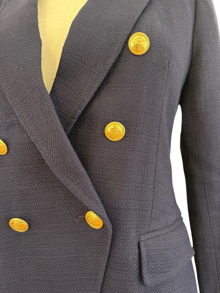 NWT Banana Republic Double Breasted Captain Blazer Gold Button Cotton ...