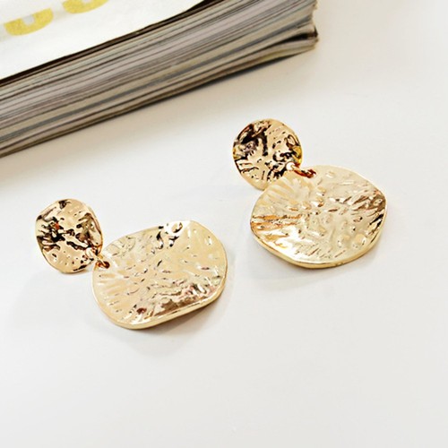 Disc Drop Large Hammered Round Studs Fashion Miss | eBay