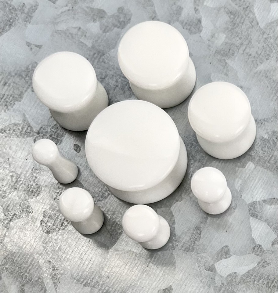 PAIR Snow Jade Stone Plugs Earlets Tunnels Gauges Body Jewelry | eBay