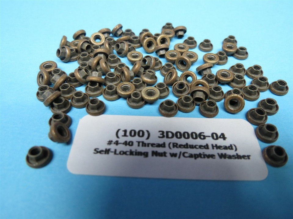 (100) #4-40 Self-Lock Nut w/Captive Washer Boeing Aircraft Aerospace ...
