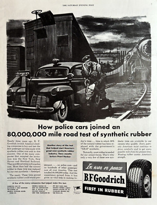 1943 BF Goodrich Tires War Peace Police Cars Synthetic Rubber Train VTG ...