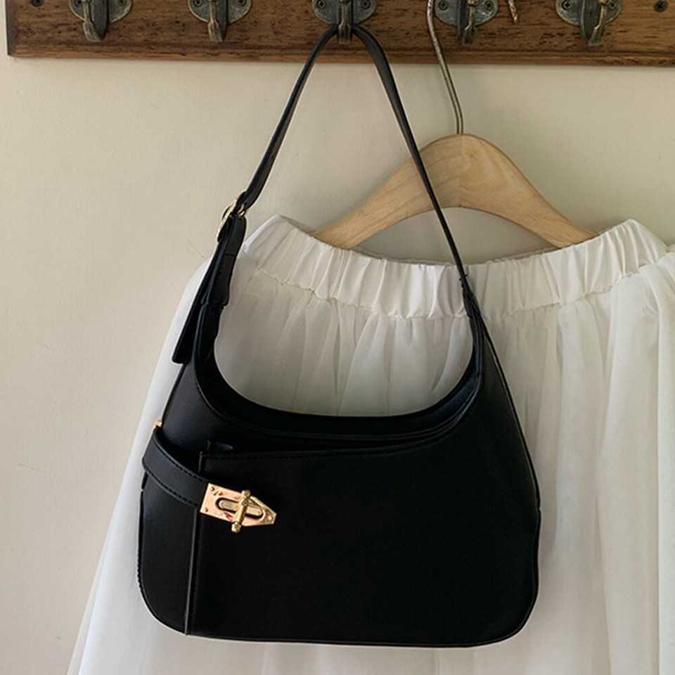 Underarm Bag for Women Zipper Closure Hobo Bag PU Leather Solid Color ...