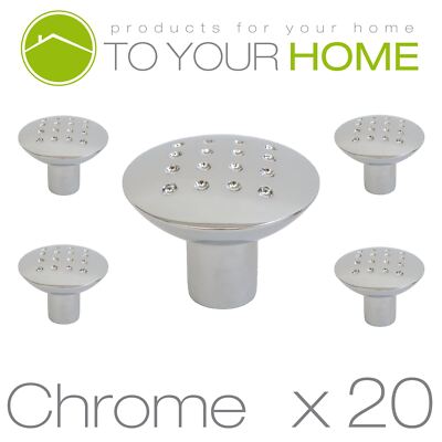 20x Chrome Dimple Round Drawer Door Knob Kitchen Cupboard Handle | eBay UK