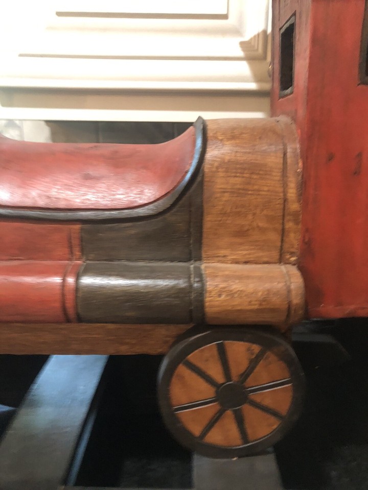 Vintage-Hand-carved heavy Child's Wooden ride-on ride-on Rocking Train ...