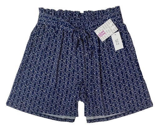 LuLaRoe Ella Paper Bag Shorts - White on Navy Blue - Size Medium ...