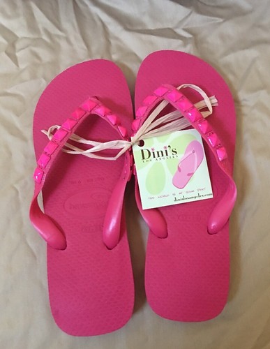 DINI'S LOS ANGELES Pink NEON PYRAMID Flip Flop Size 6 290 | eBay